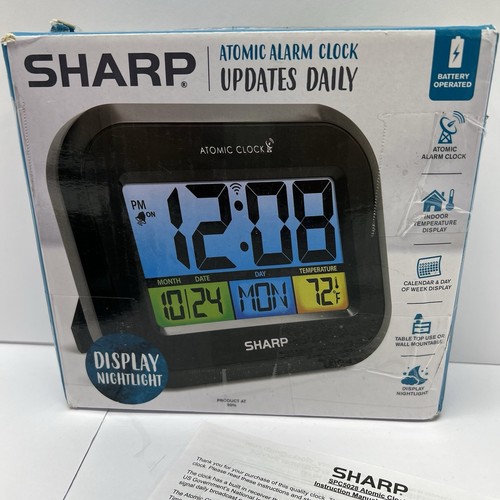 Atomic Digital Alarm Clock Battery Operated Self-Setting Calendar ...