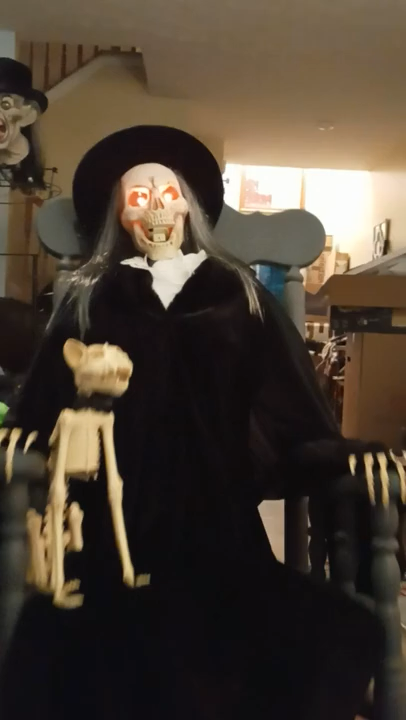 Home Accents Lifesize Rocking Chair Skeleton Witch W/Cat Halloween ...