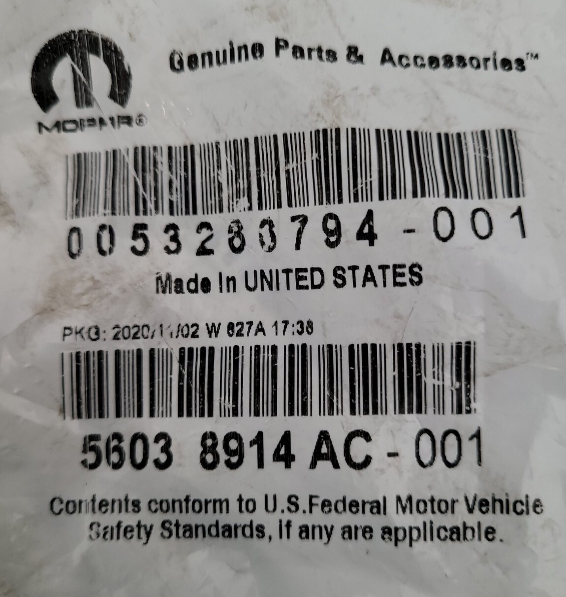 Chrysler Dodge Jeep Genuine MOPAR Brake Light Switch MOPAR 56038914AC ...