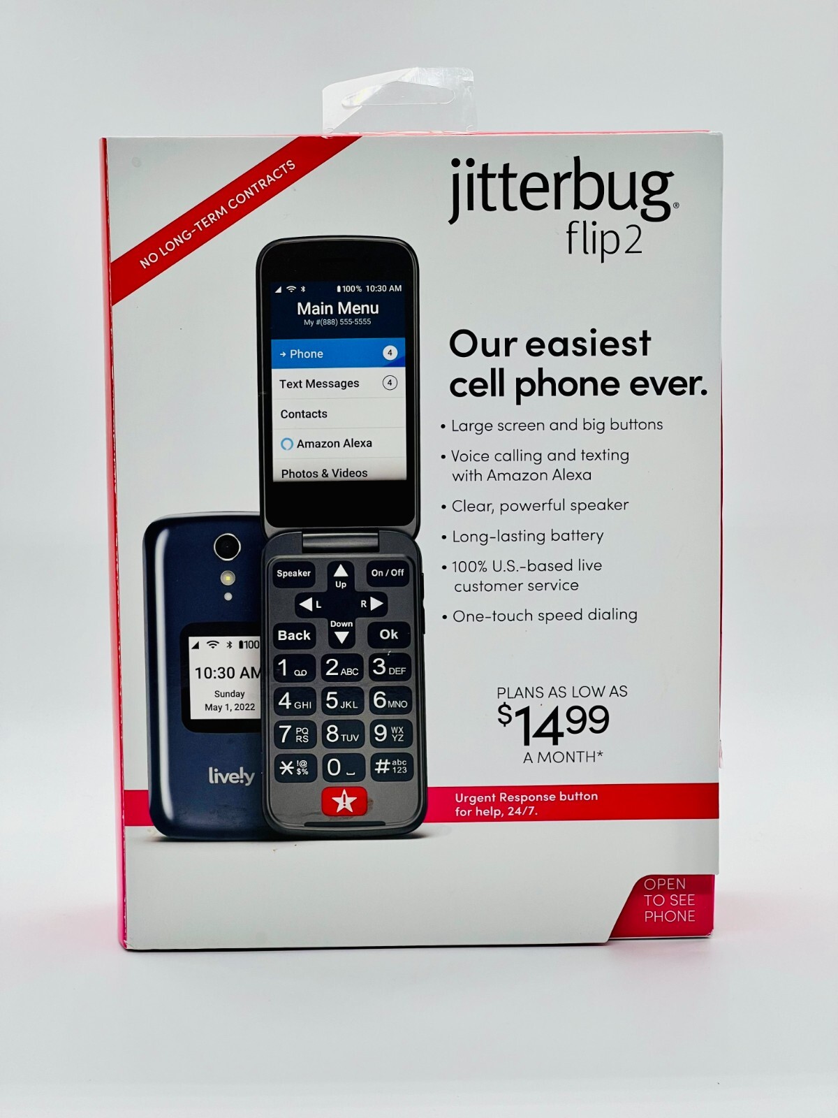 LIVELY Jitterbug Flip2 Cell Phone for Seniors - Graphite Flip Phone ...