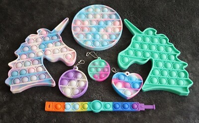 Popping Fidget Bubble Sensory Pop It Popper Toy Silicone Rainbow Lots ...