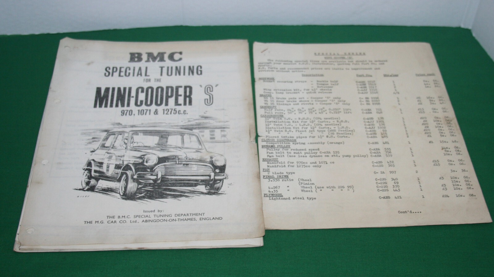 BMC SPECIAL TUNING MINI COOPER S 970,1071 & 1275cc | eBay