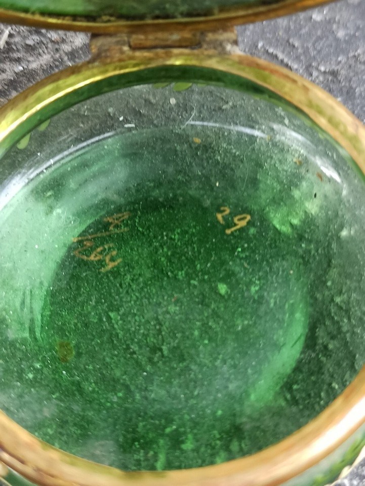 Antique Victorian Enameled Green Glass Pill Box By Legras 1880s RARE ...