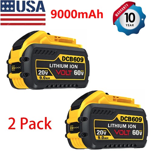 2-Pack DCB606 12Ah Replacement for Dewalt 20V/60V Battery DCB609 DCB606 ...
