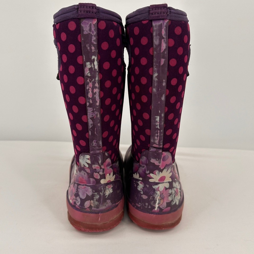 Bogs Girls Flower Dots Rubber Snow Boots Size 3 | eBay