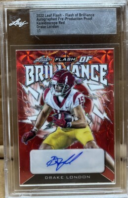 2022 Leaf Flash Of Brilliance Drake London 1/1 Rookie Auto Pre ...
