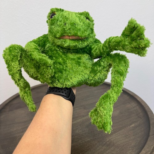 Folkmanis Long Legged Frog Hand Puppet Green Plush Animal Toy Retired ...