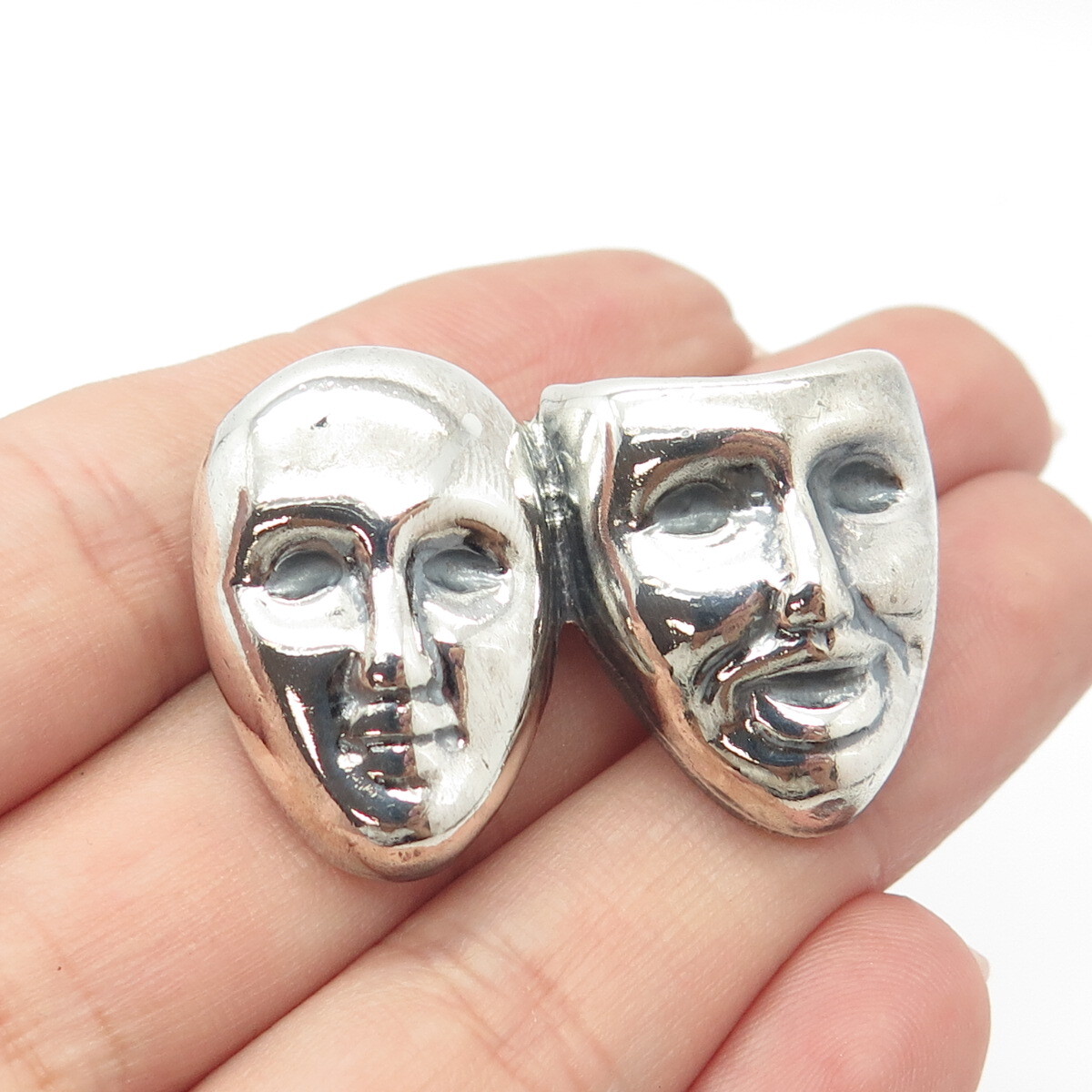 925 Sterling Silver Vintage Mexico Sock & Buskin Tragedy Comedy Masks ...