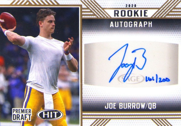 2020 Sage Hit - Rookie Autographs Gold #A78 Joe Burrow /200 (AU, RC ...