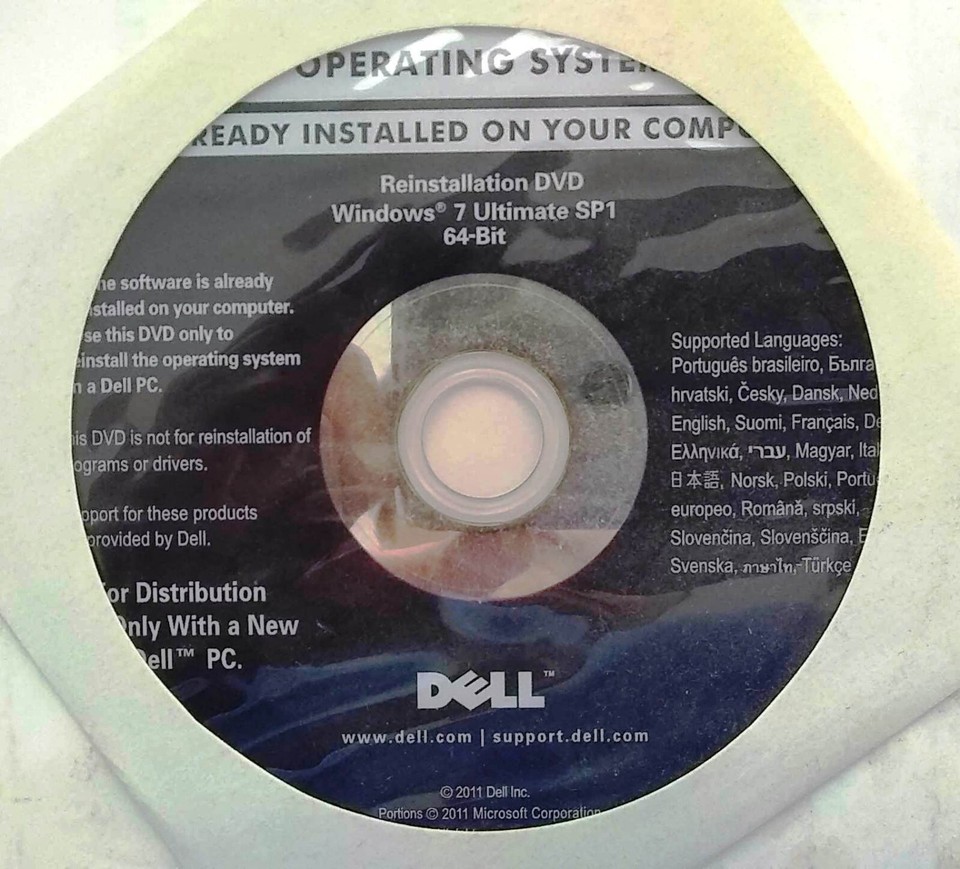 Windows 7 Ultimate Edition 64 bit Full Version w/ Product Key Dell ...