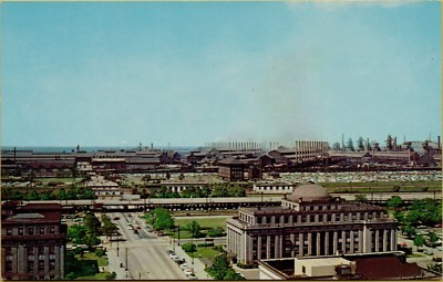 Air Aerial Skyline Panoramic View Gary Indiana IN Postcard D28 | eBay