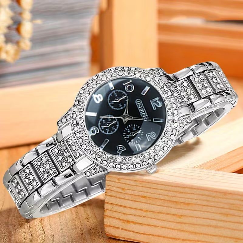 Elegant Ladies' Quartz Wrist Watch & Shiny Versatile Rhinestone ...