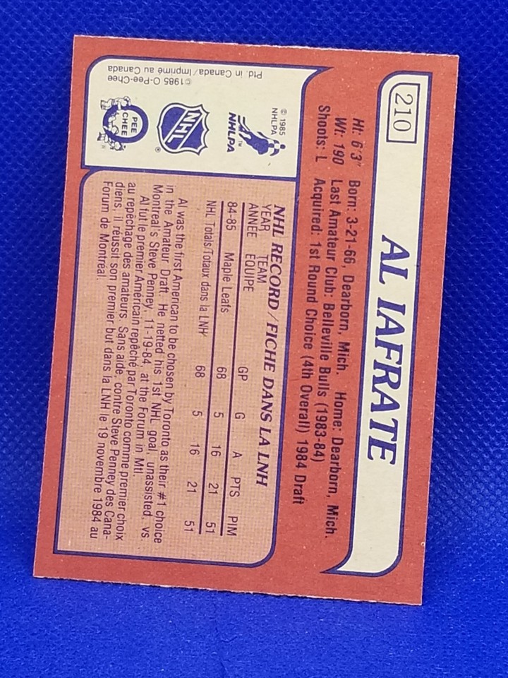 1985/86 O-Pee-Chee Al Iafrate RC NM BB519 | eBay