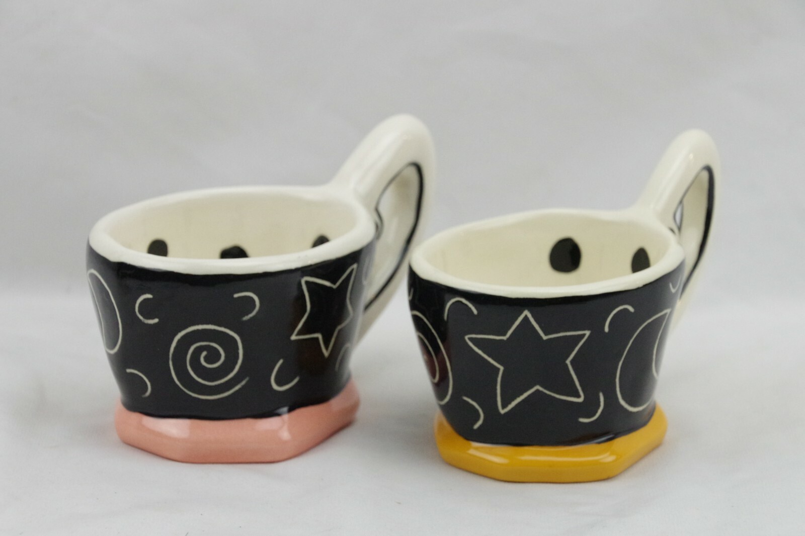 Robin Spear Whimsical Stars Moon Black USA California Tea Cups Pink ...