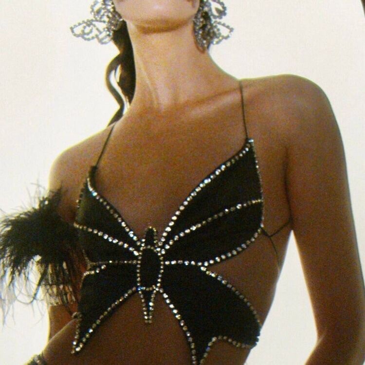 Black Crystal Butterfly Top, Beaded Crystal Butterfly Top, Custom Order | eBay