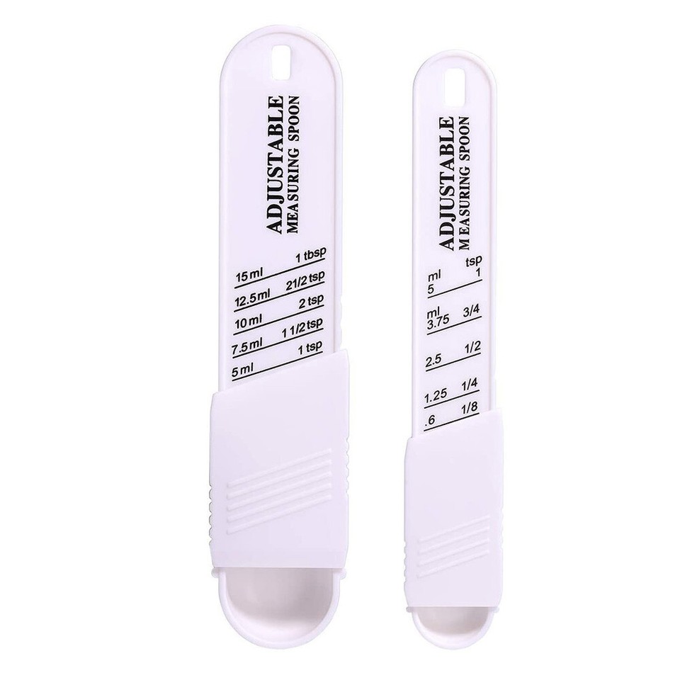 2PCS Measuring Spoons Adjustable 18 Teaspoon To 1 Tablespoon Easy Use ...