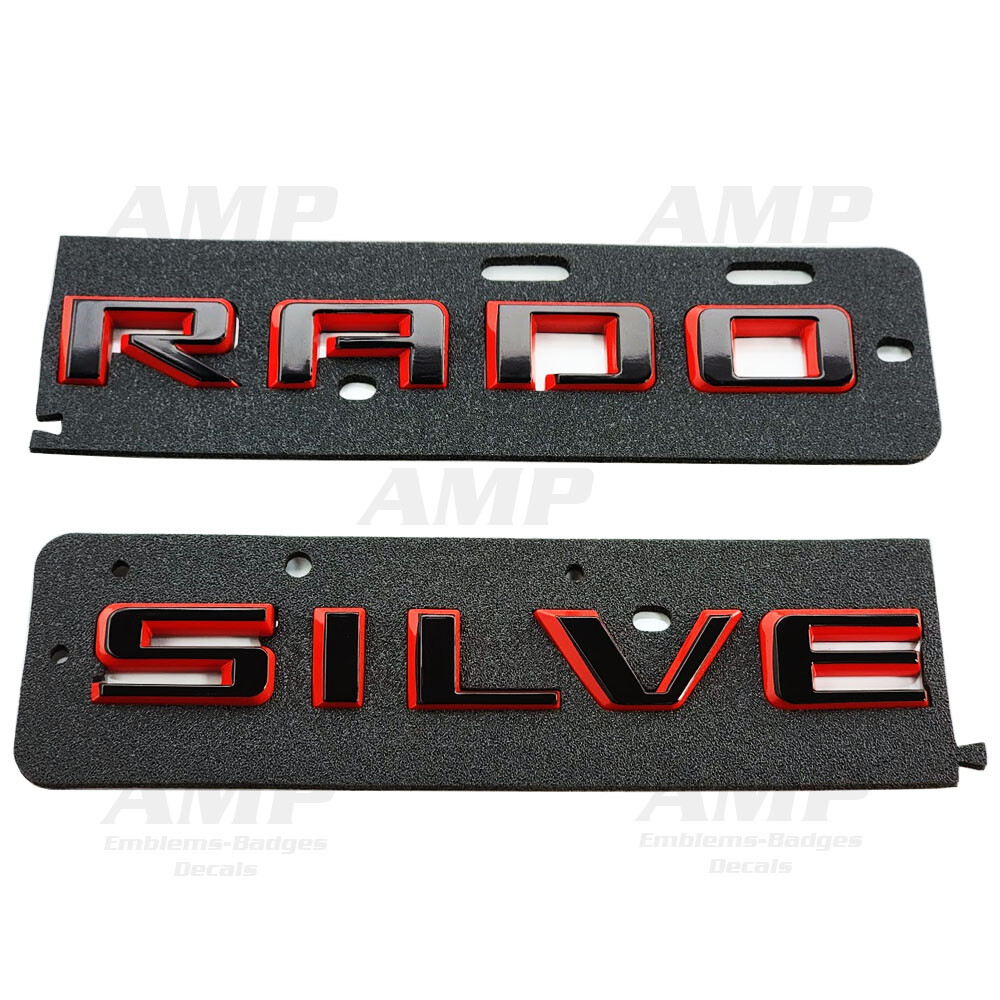Fits 19-21 Black Red Silverado Custom Tailgate Letter Emblem Nameplate ...