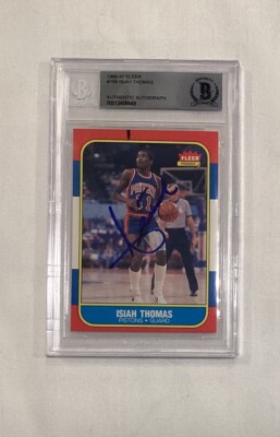 ISIAH THOMAS RC 1986-87 FLEER #109 SIGNED AUTOGRAPH ROOKIE CARD HOF BGS ...