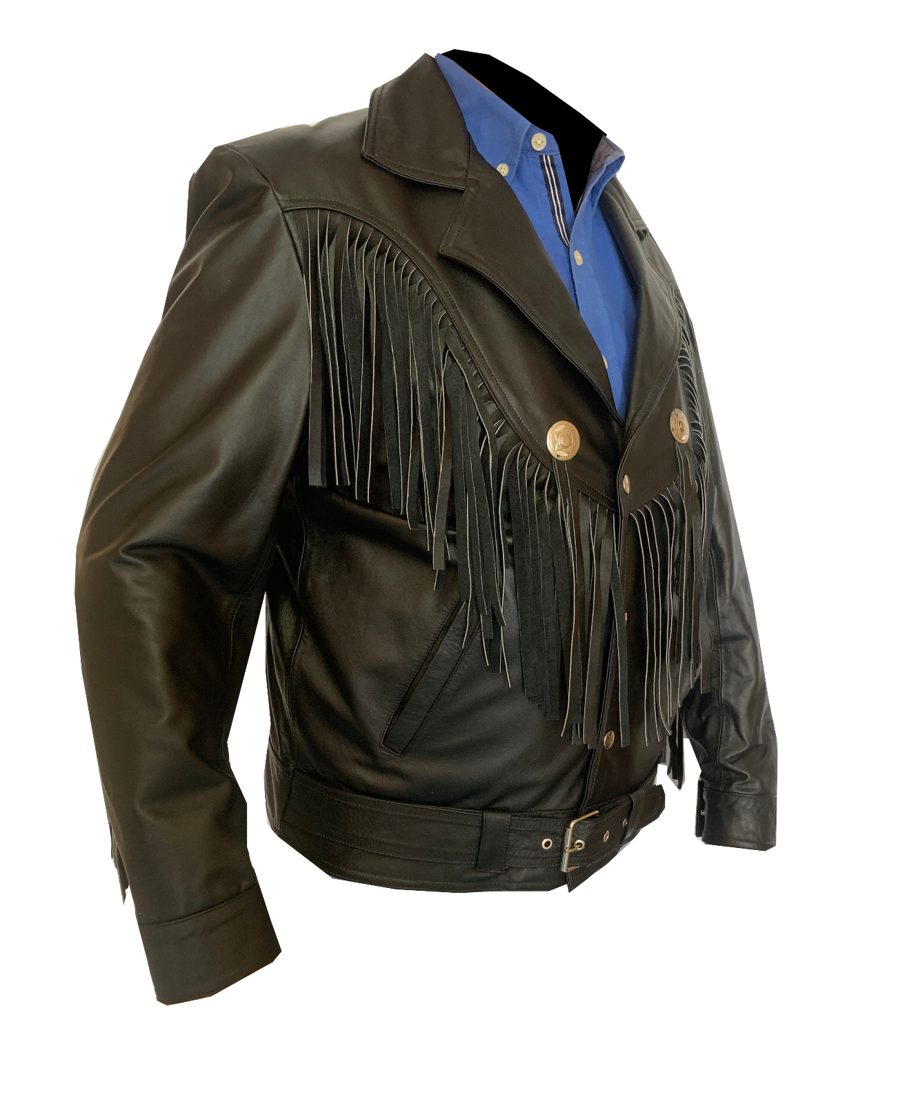 Chamarra de Piel Modelo Vaquera con Barbas Hombre | eBay