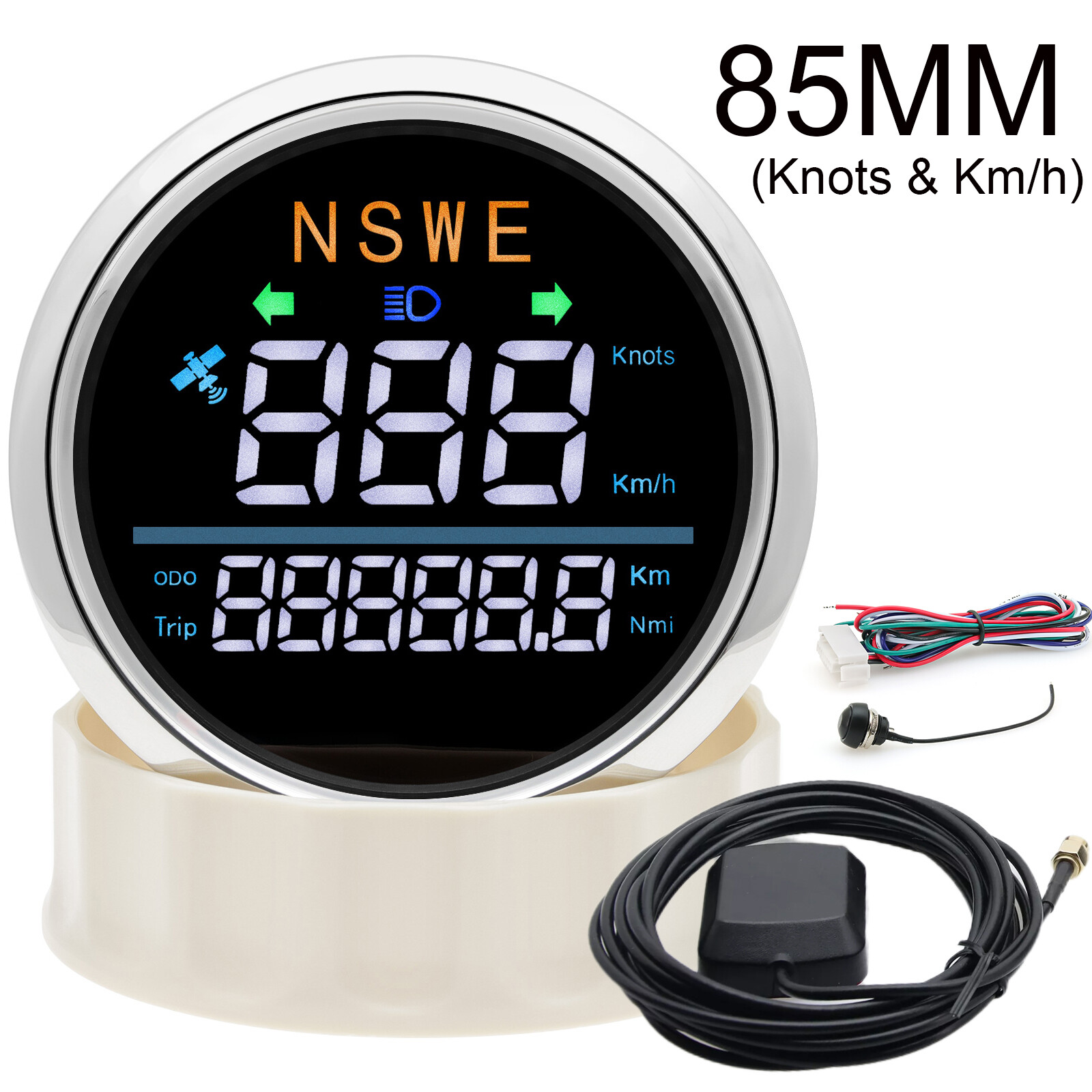 85mm LCD Digital GPS Speedometer Knots Km/H With Turning light For Boat ...