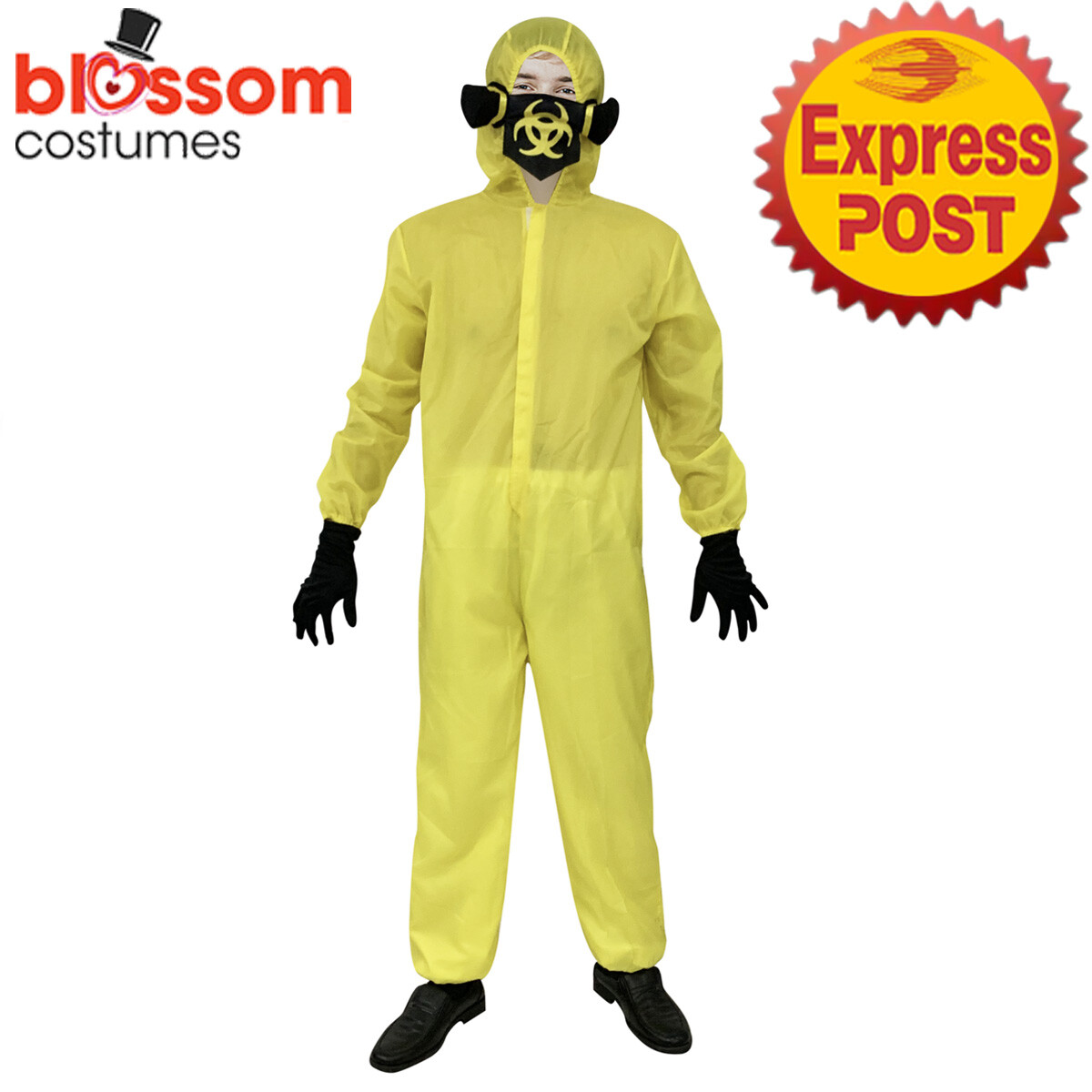 CSW94 Mens Quarantine Hazmat Suit Mask Jumpsuit Halloween Lab Hazard ...