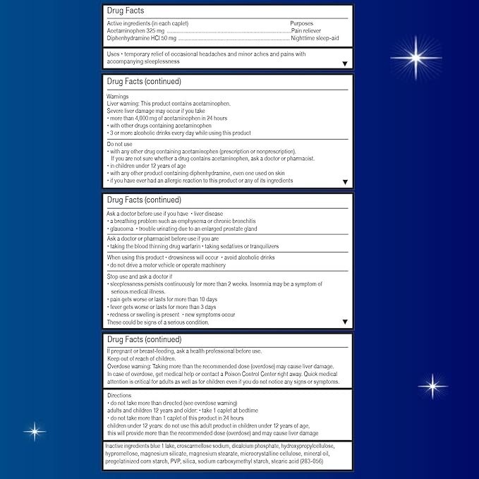 Unisom PM Pain Sleep-aid Pain Reliever Acetaminophen FREE SHIPPING ...