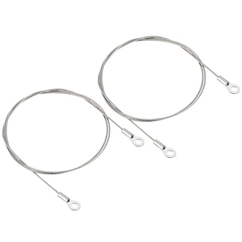 2Pcs 1.5mmx80cm Steel Security Cable 5mm ID Eyelets Ended Safety Wire ...