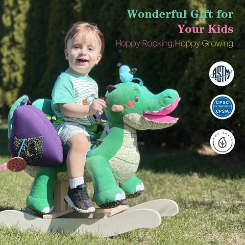 labebe Child Rocking Horse Toy, Stuffed Animal Rocker, Green Crocodile ...