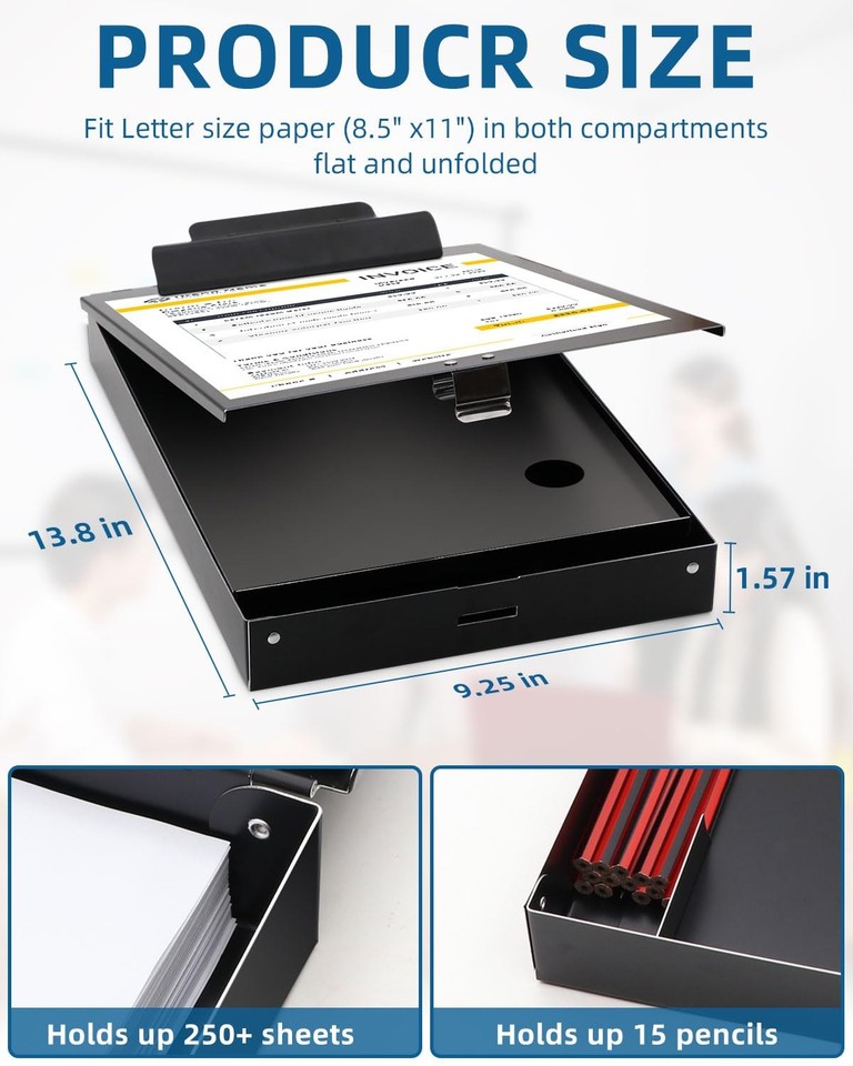 Metal Clipboard with Storage, Letter Size Heavy Duty Aluminum ...