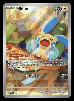 Minun - 194/182 - Illustration Rare - Paradox Rift - Pokemon Card - NM ...