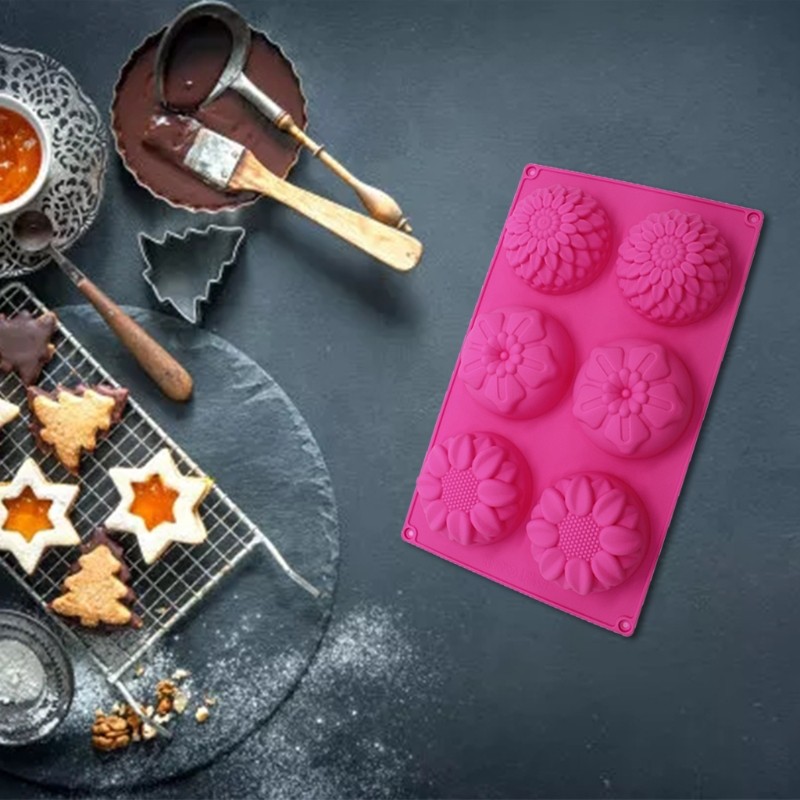 6 Holes Chocolate Mould Candy Mold Flower Shapes Baking Accessories ...