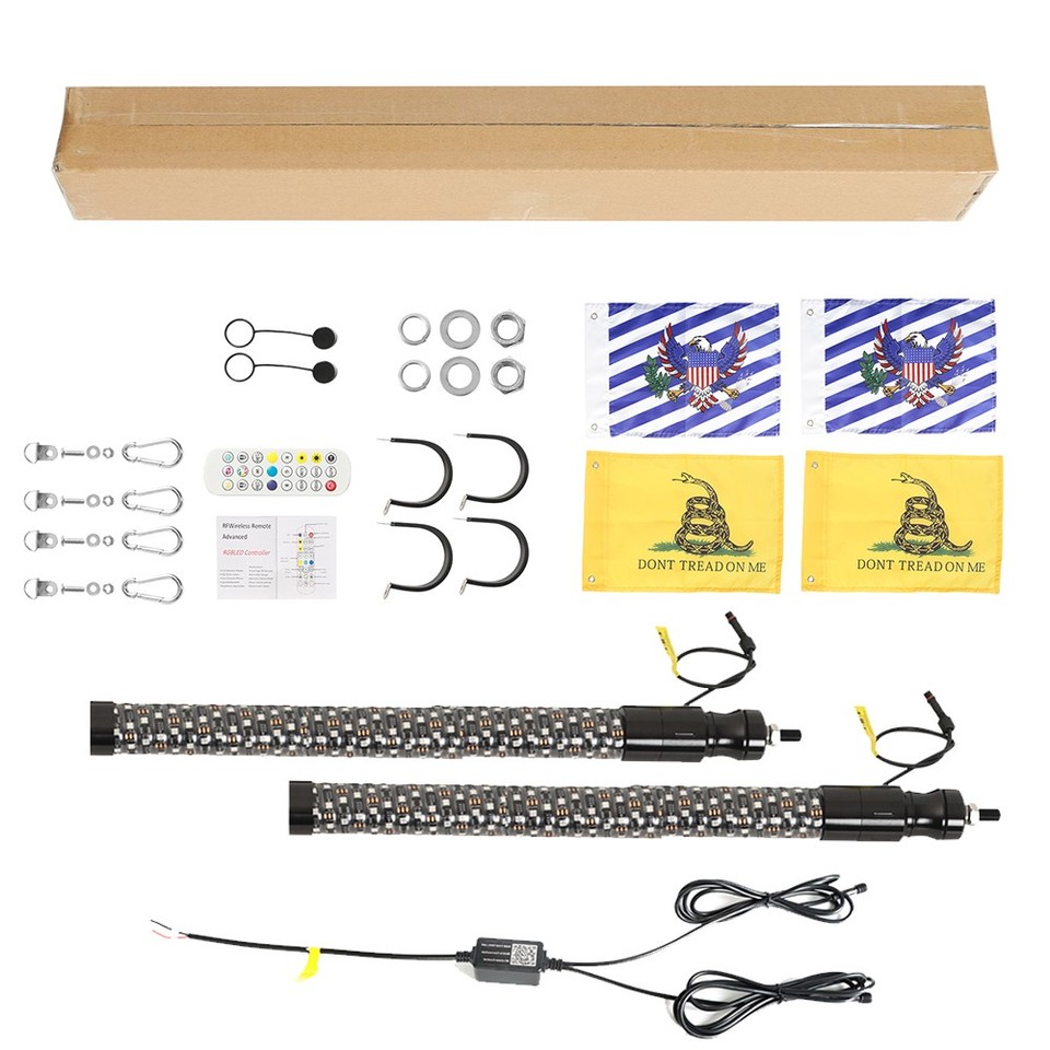 Pair 2FT Spiral LED Fat Whip Light Antenna RGB Chasing For Can-am X3 ...