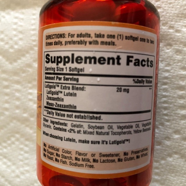 Puritan's Pride Healthy Eyes Lutigold Extra 60 Soft Gels Lutein W Meso ...