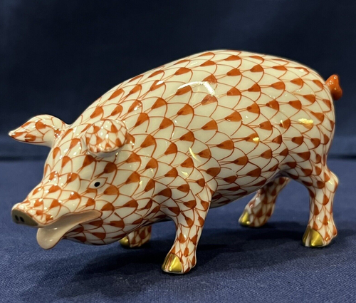 Herend Figurine -Pig - Rust / Orange Fishnet | eBay