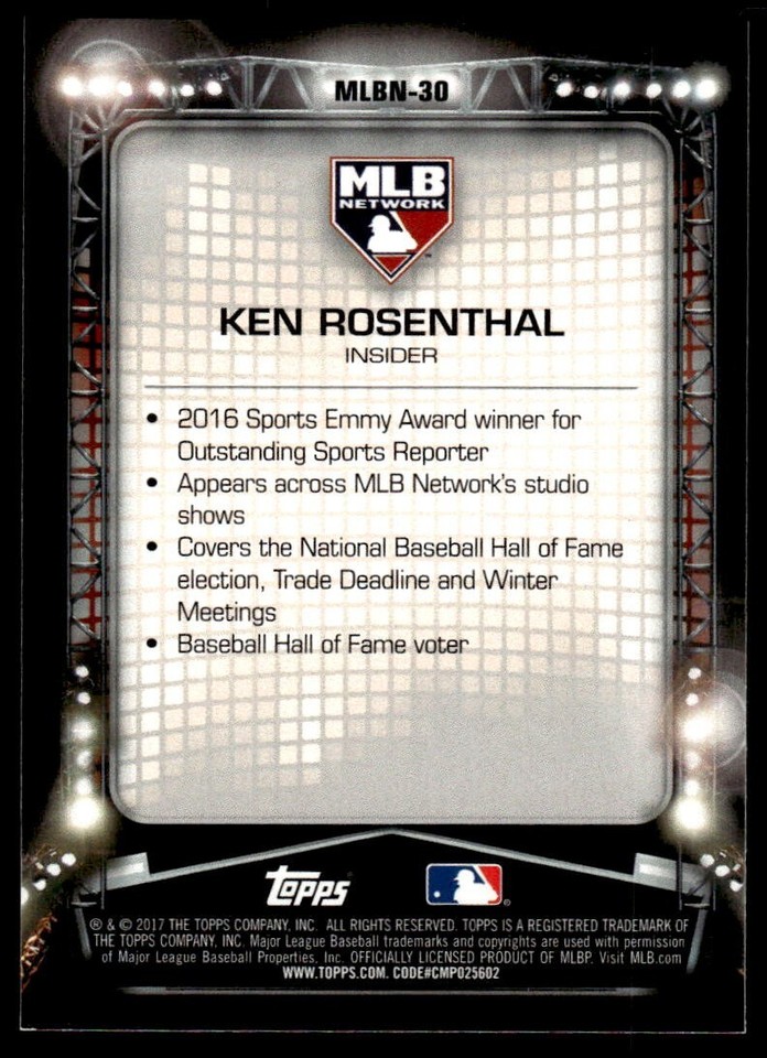 2017 Topps MLB Network insert 30 Ken Rosenthal MLB baseball card Fox | eBay