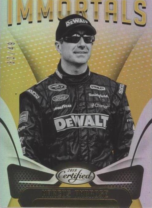 2018 Panini Certified - Immortals Marcos Ambrose #89 Gold /49 for sale ...
