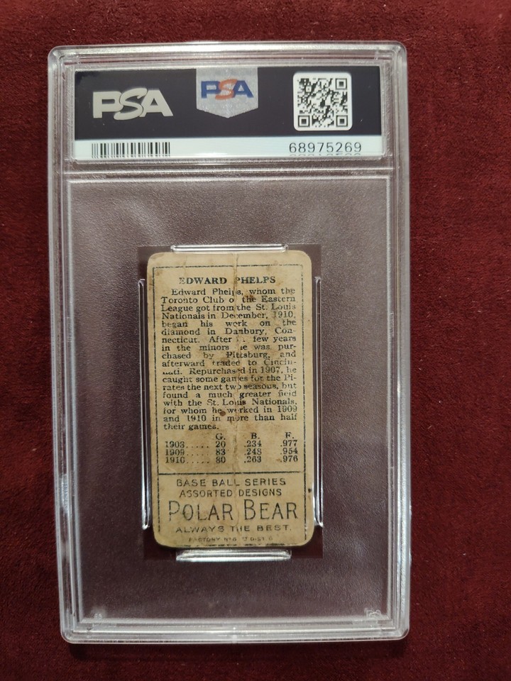 ED E.J. PHELPS POLAR BEAR BACK 1911 T205 GOLD BORDER PSA 1 | eBay