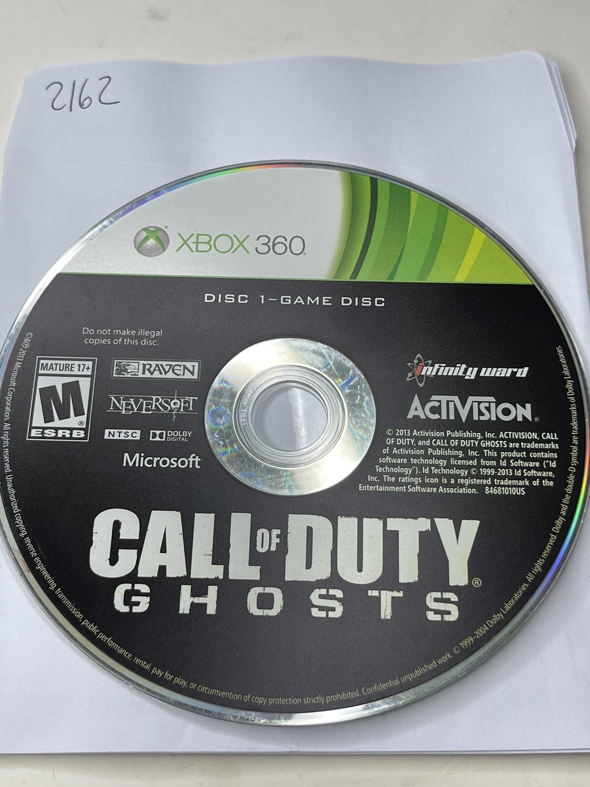 Call of Duty: Ghosts ( Install Disc Only) (Xbox 360, 2013) No Tracking ...