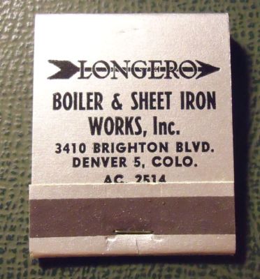 Matchbook - Longero Boiler Sheet Iron Works Denver Colorado FULL | eBay
