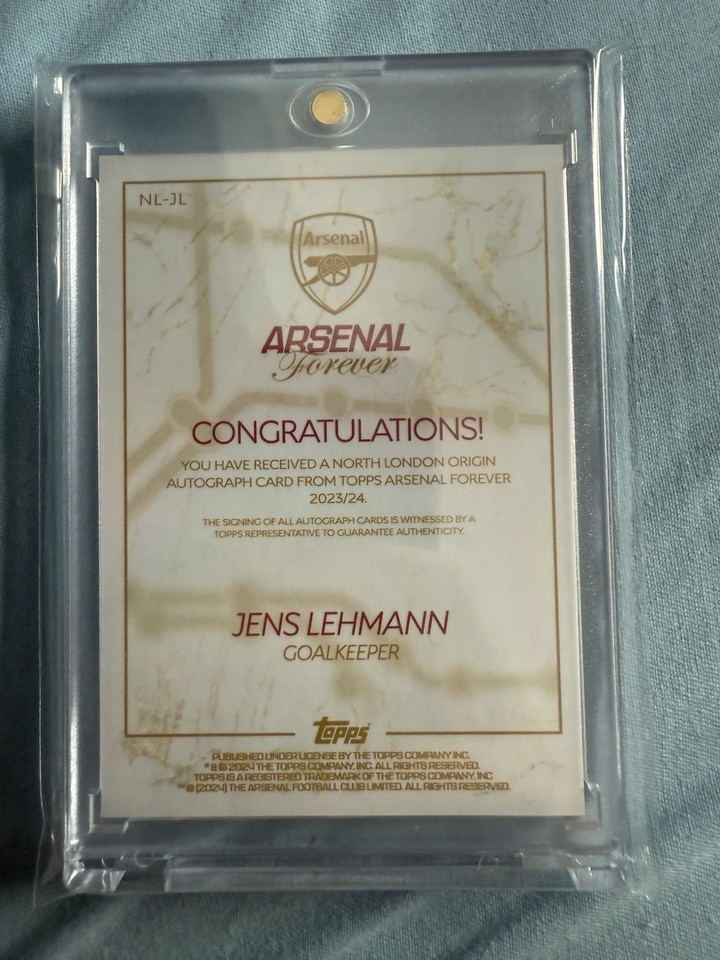 Topps Arsenal Forever 2023/24 Jens Lehmann AUTO 21/49 Germany ...