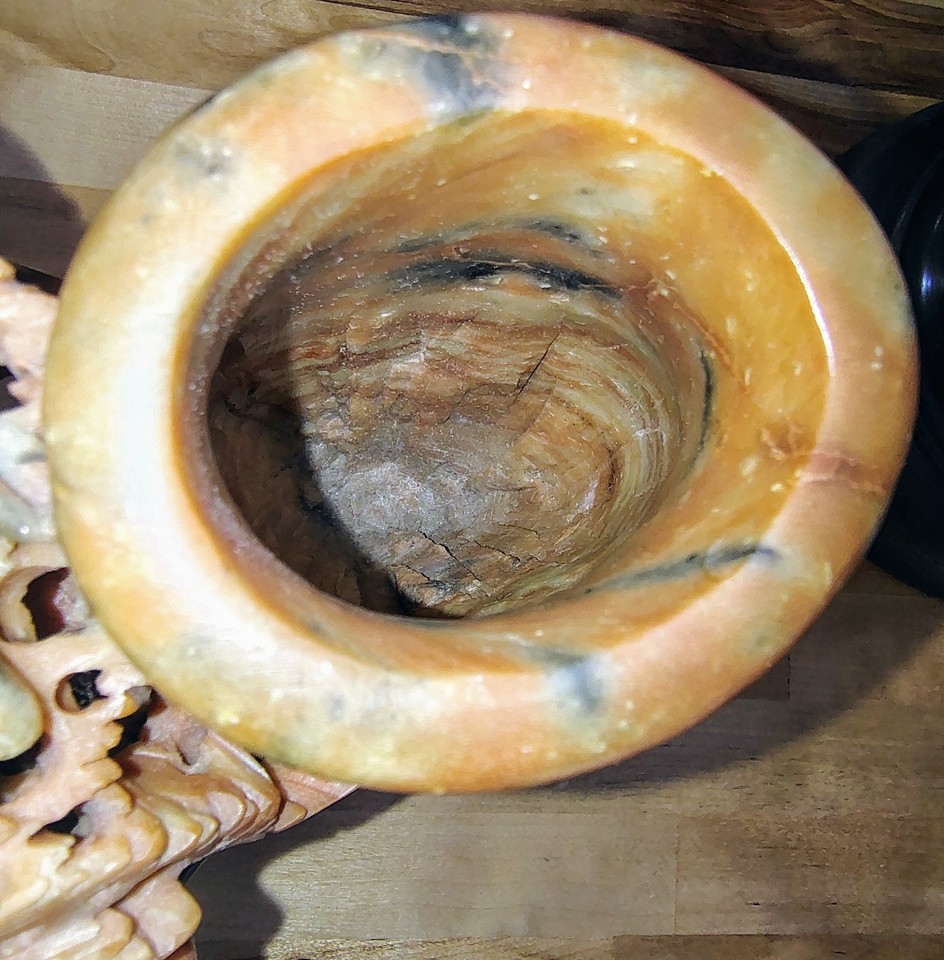 Vintage Intricate Hand Carved Chinese Soapstone Vase Dragon Phoenix ...