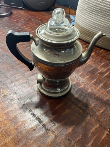 Antique Vintage 1920s Chrome Metal Wood Handle Base Coffee Percolator ...
