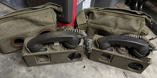 2x Vintage US Army Field Telephone Set TA-312/PT Military Radio Phone ...