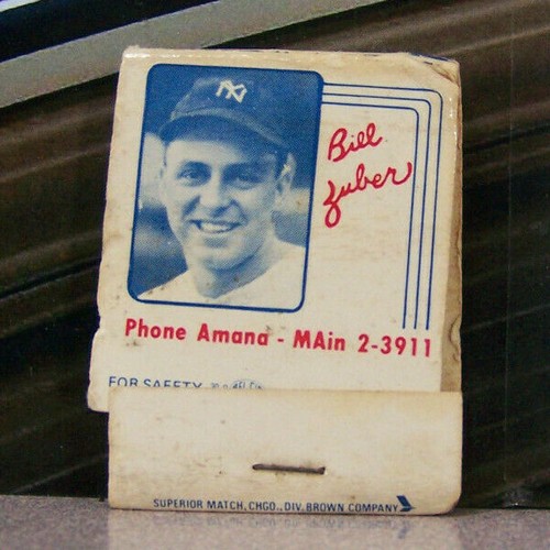 Vintage Matchbook Q6 New York Yankee Bill Zuber Restaurant Indians ...