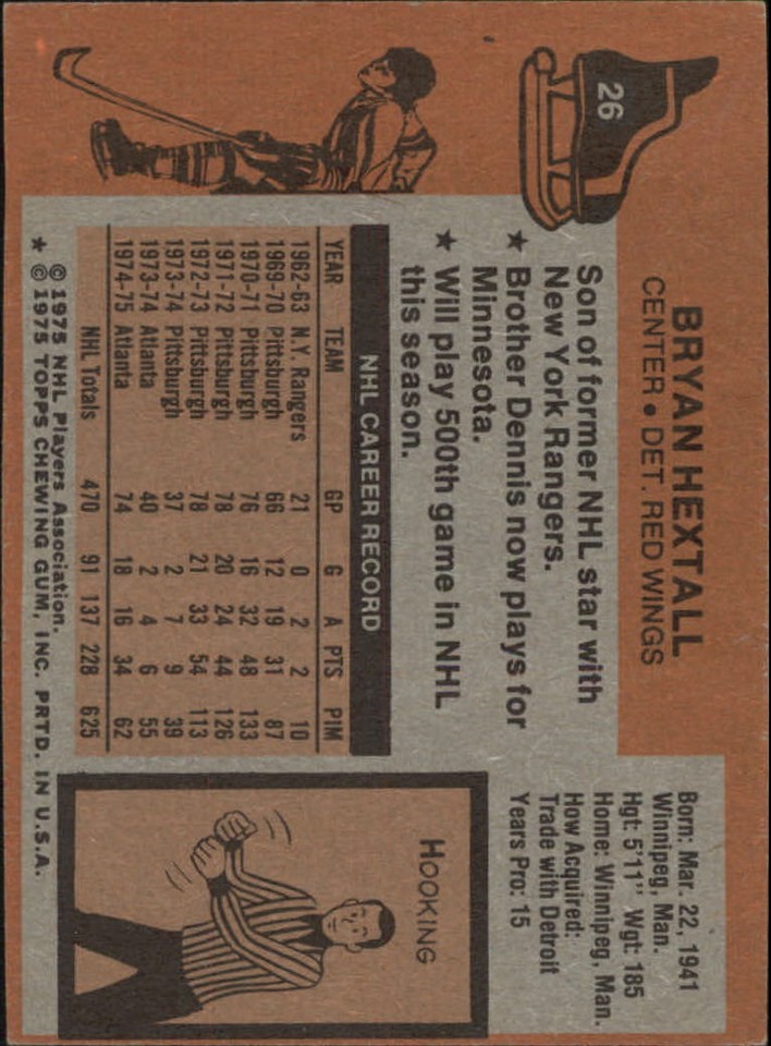 1975-76 Topps #26 Bryan Hextall - EX-MT | eBay