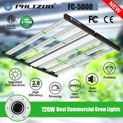 720W Foldable LED Grow Light 6bar Commercial IR Full Spectrum Indoor ...