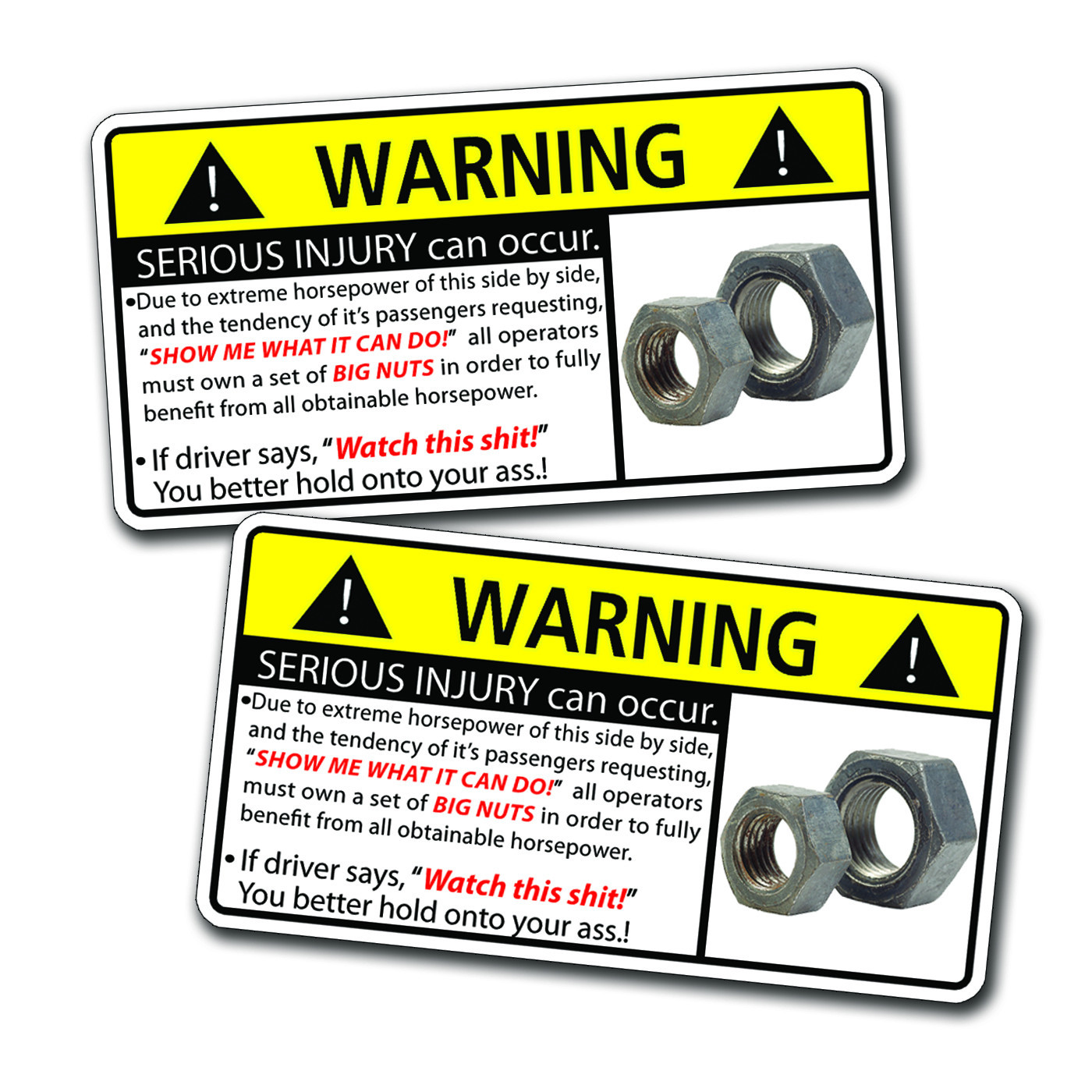 SxS Side By Side Funny Nuts Warning Decal Sticker Utility Vehicle UTV ...