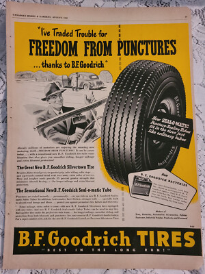 Large Vintage 1948 Ad Advertising BF Goodrich Tires Driving Man | eBay