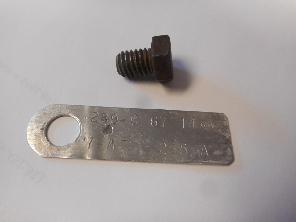 1967 FORD MUSTANG 289 4V 4 BARREL ENGINE ID TAG DATED JAN 1967 W/BOLT ...