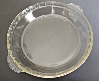 Vintage Pyrex Deep Dish Pie Plate 9 1/2" Fluted Rim Tab Handles Clear ...